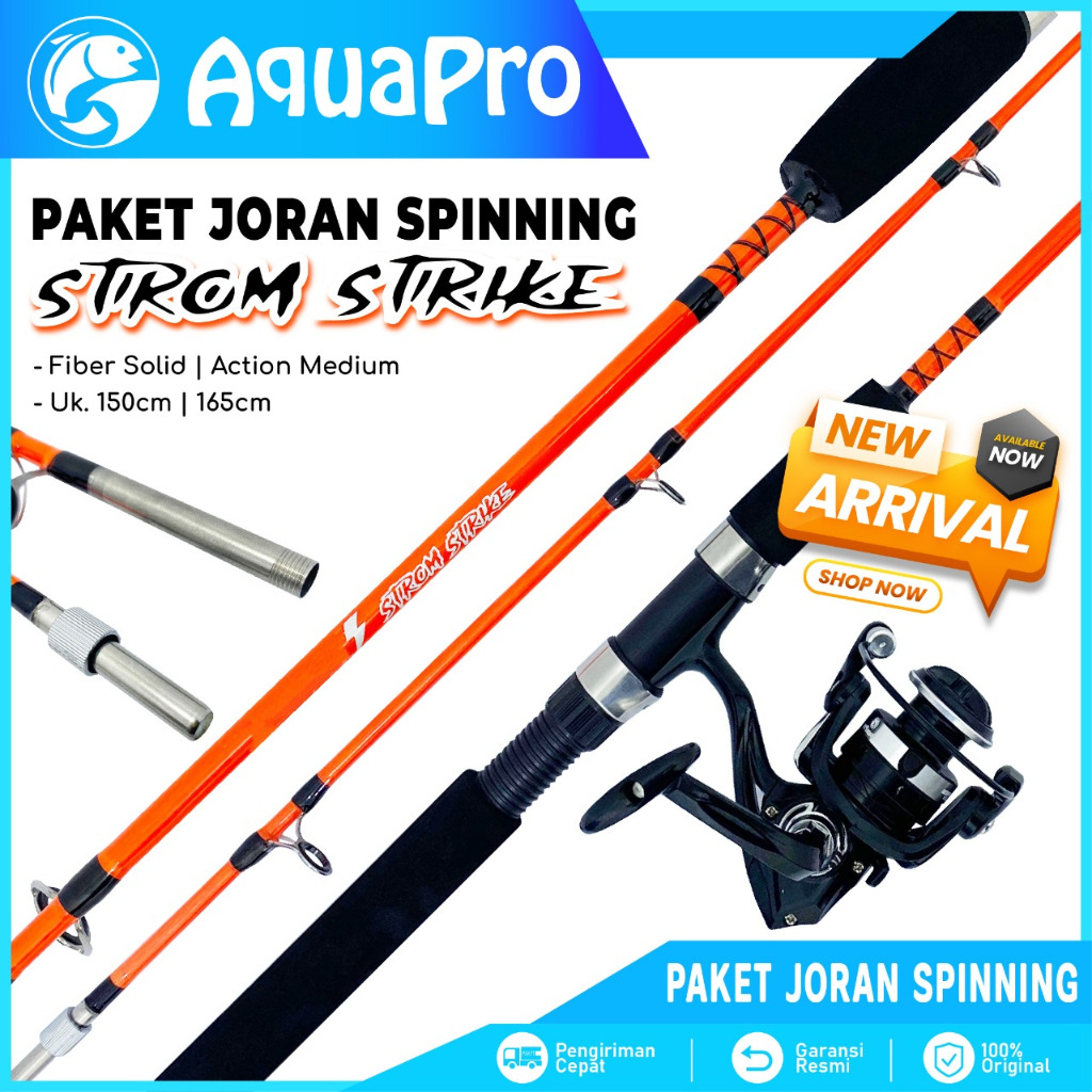 Jual Aquapro 1 Set Paket Alat Pancing Joran Strom Strike Spinning Rod ...