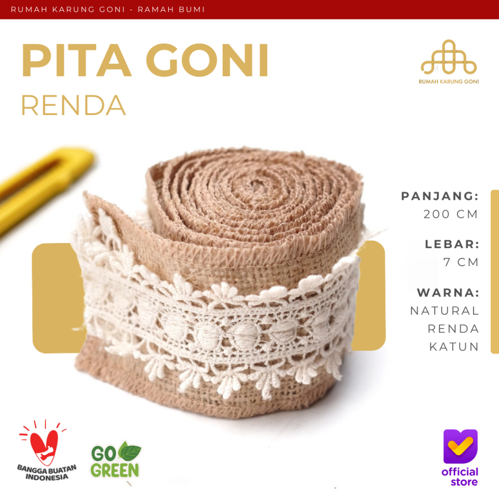Jual Pita Goni Renda 7 CM x 200 CM - Pita Dekorasi Wedding - Pita ...
