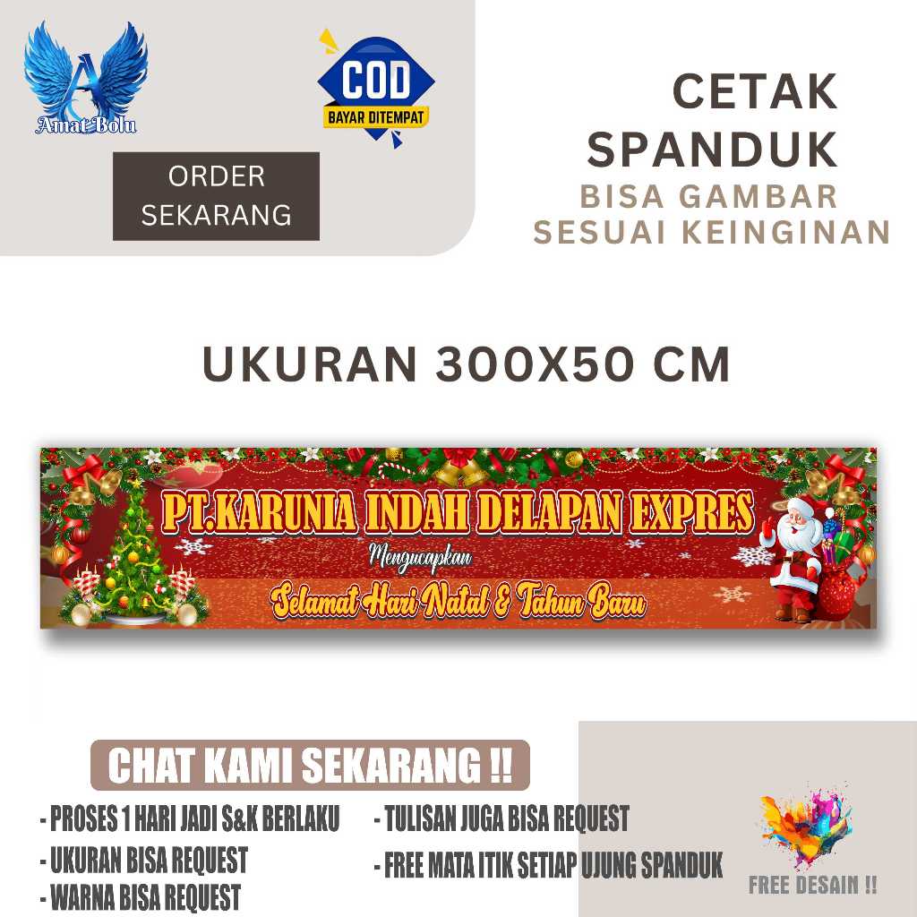 Jual Cetak Spanduk Banner SELAMAT HARI NATAL UKURAN 300X50 Costom ...