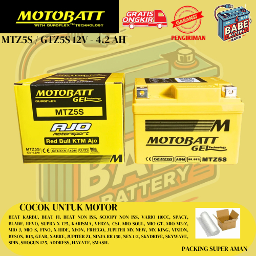 Jual Aki Motobatt MTZ5S Motor Nex, Address, Hayate, Shogun 125, Spin ...