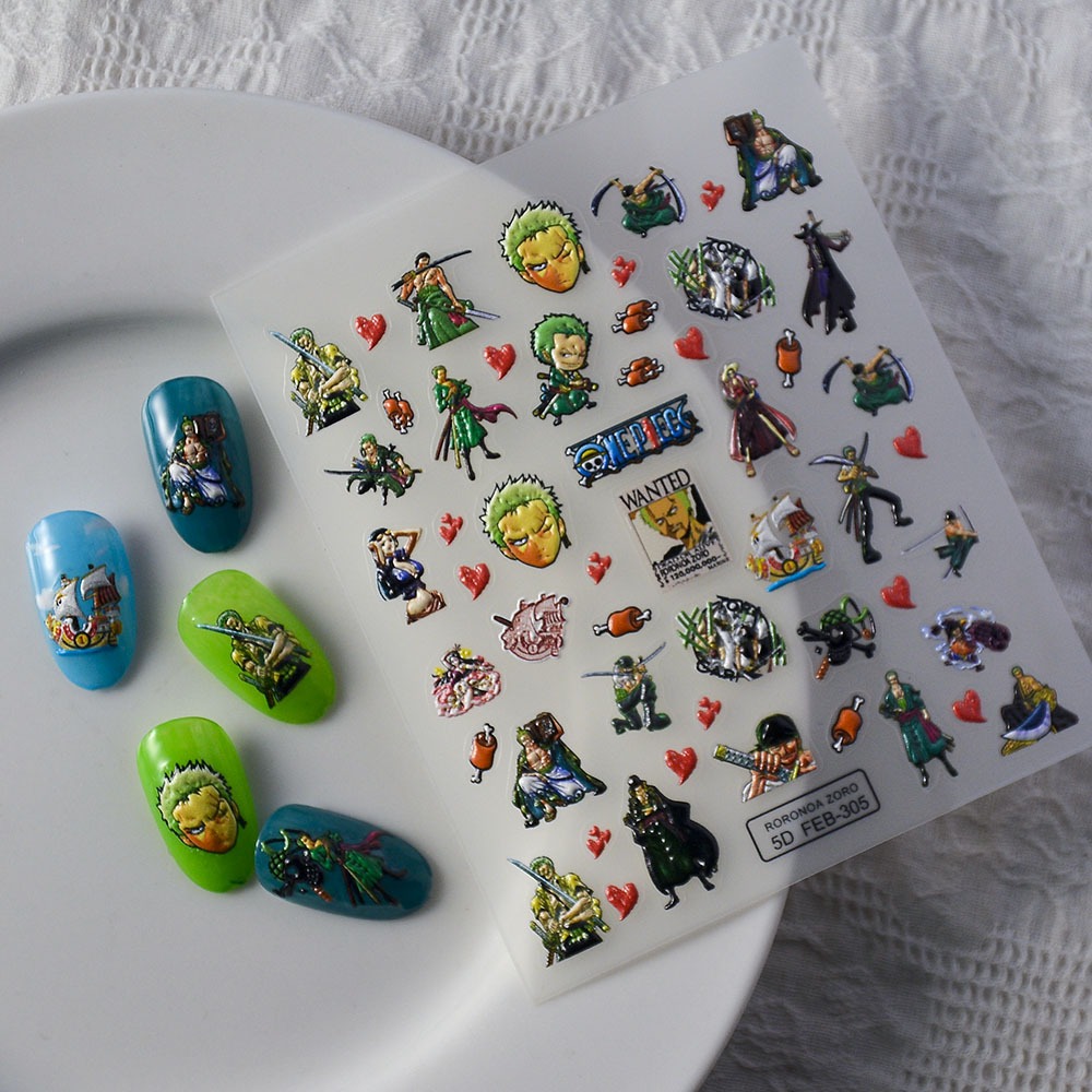 Jual Stiker Kuku 3D One Piece Roronoa Zoro Nail Sticker Nail Art ...