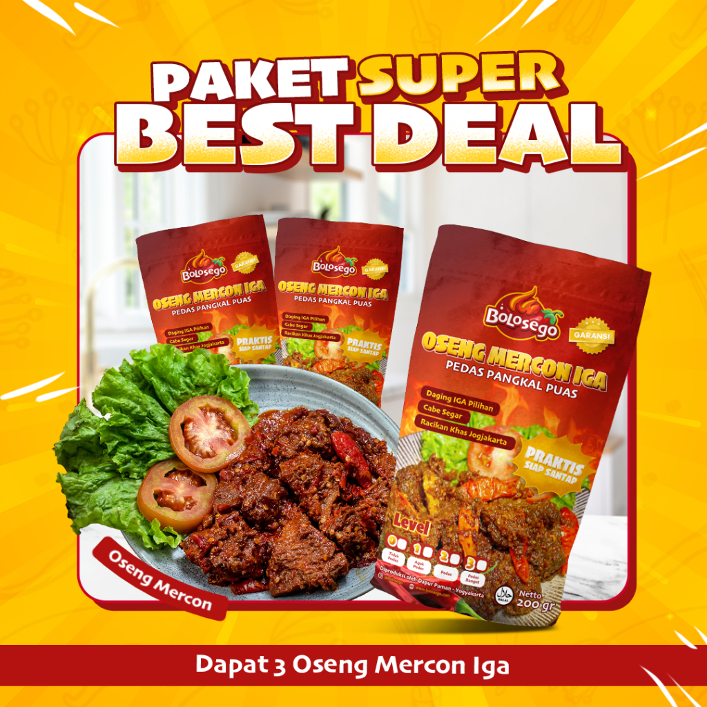 Jual PAKET SUPER BEST DEAL (3 PACK OSENG Daging IGA MERCON) BOLOSEGO ...