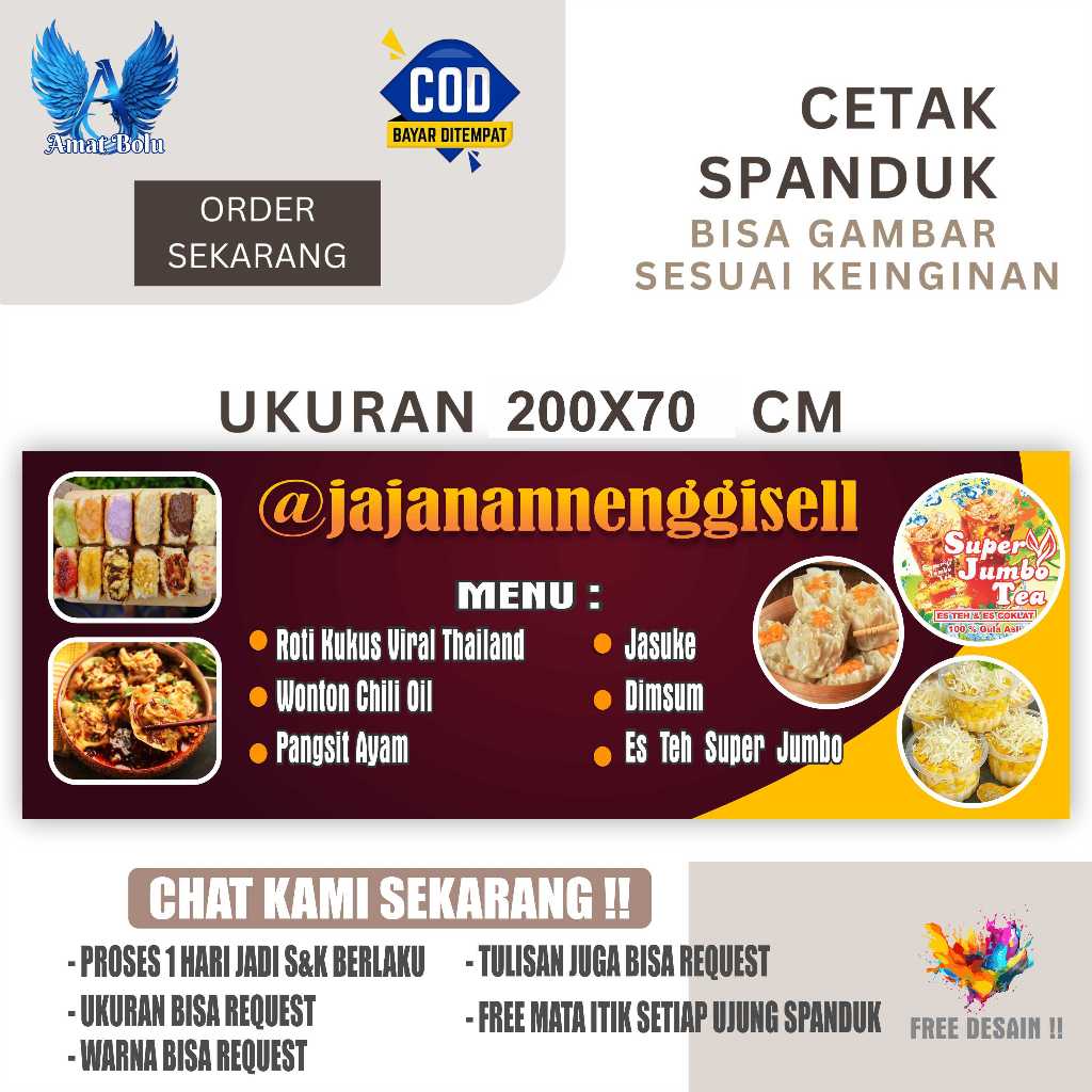 Jual Cetak Spanduk Banner ROTI KUKUS THAILAND DAN ANEKA JAJANAN NENG ...