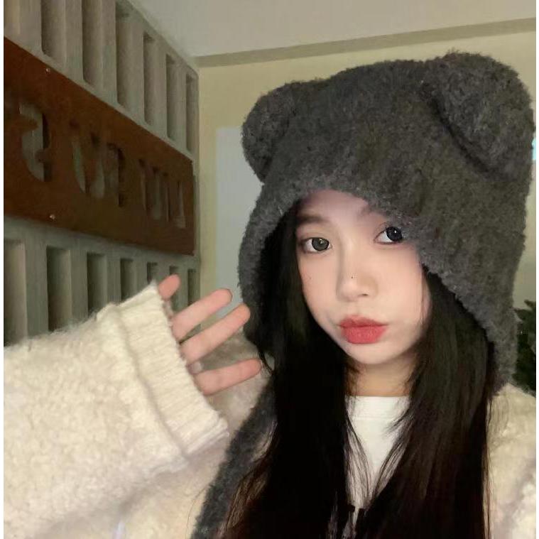 Jual SY-06 syal kupluk topi cute bear beruang bulu tebal halus imitasi ...