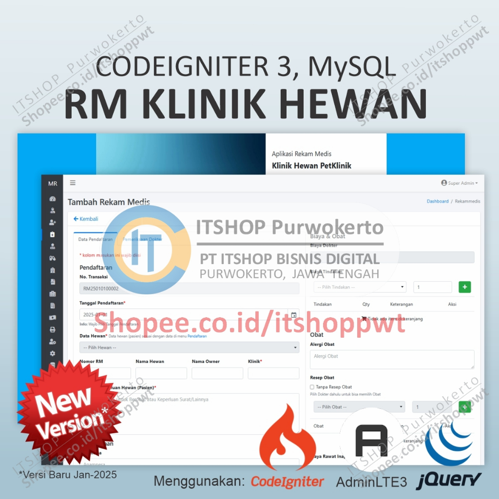 Jual Source Code Aplikasi Web Rekam Medis Klinik Hewan Menggunakan Codeigniter 3 | Shopee Indonesia