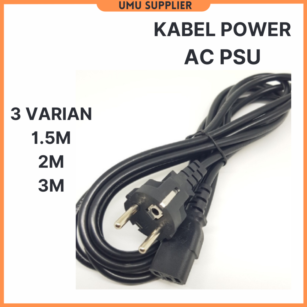 Jual (UMU SUPPLIER) KABEL POWER AC PSU CPU 3M 300CM POWER SUPPLY ...