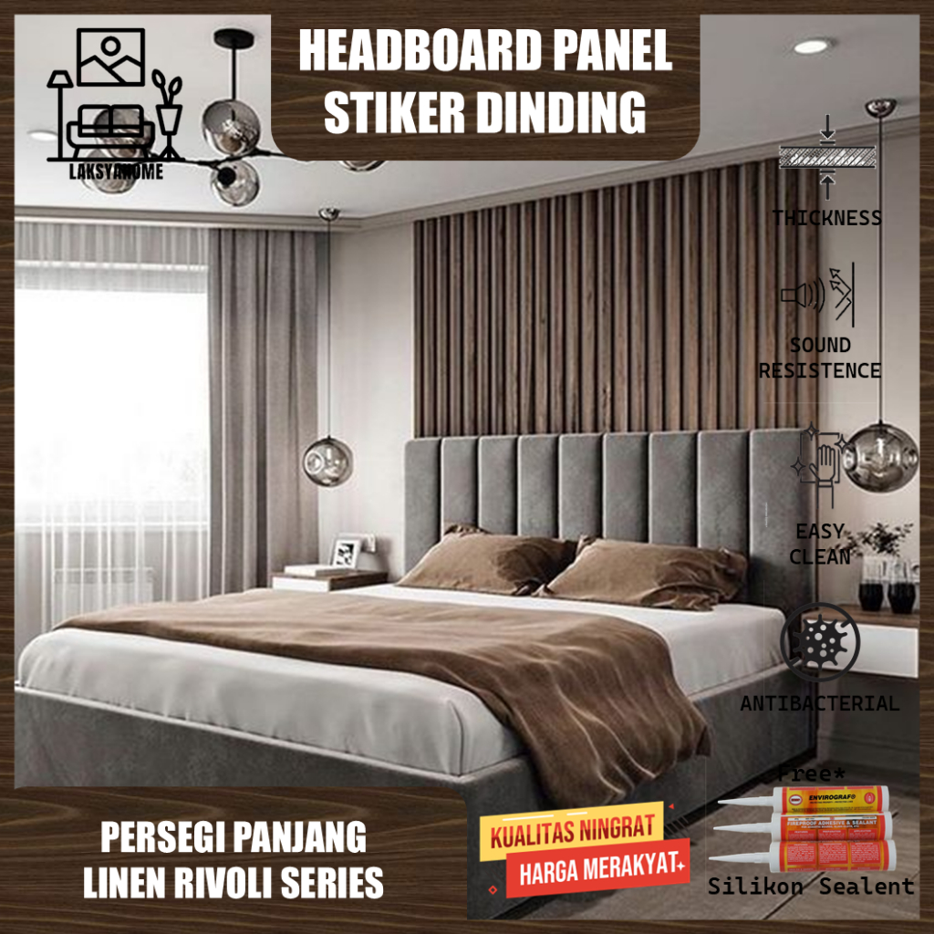 Jual Headboard Panel Dinding 20x60 Model Persegi Panjang Linen Rivoli ...