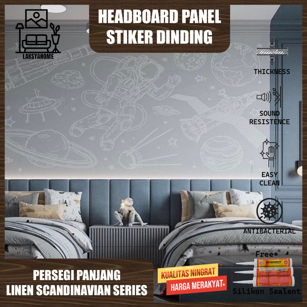 Jual Headboard Panel Dinding 20x80 Rectangle Linen Scandinavian Series ...