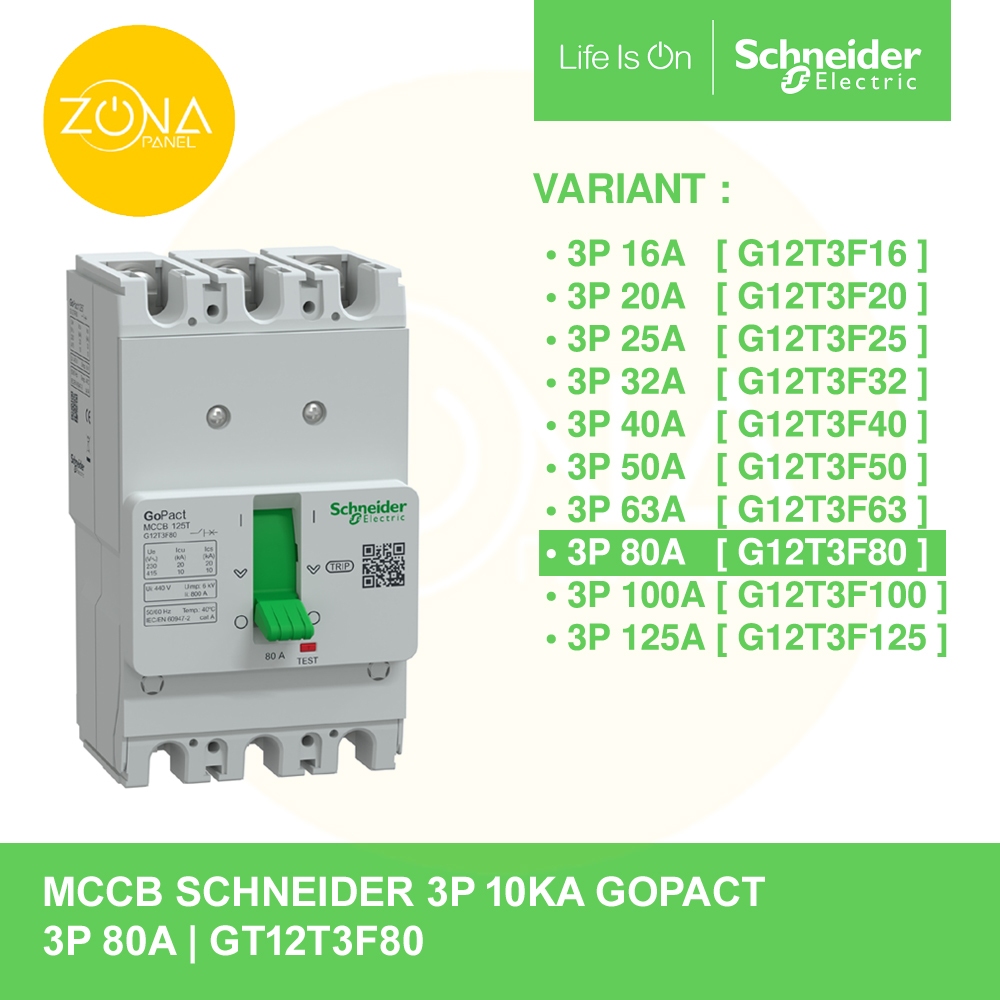 Jual MCCB SCHNEIDER GOPACT 125 3P 80A 10KA 415VAC G12T3F80 | Shopee ...