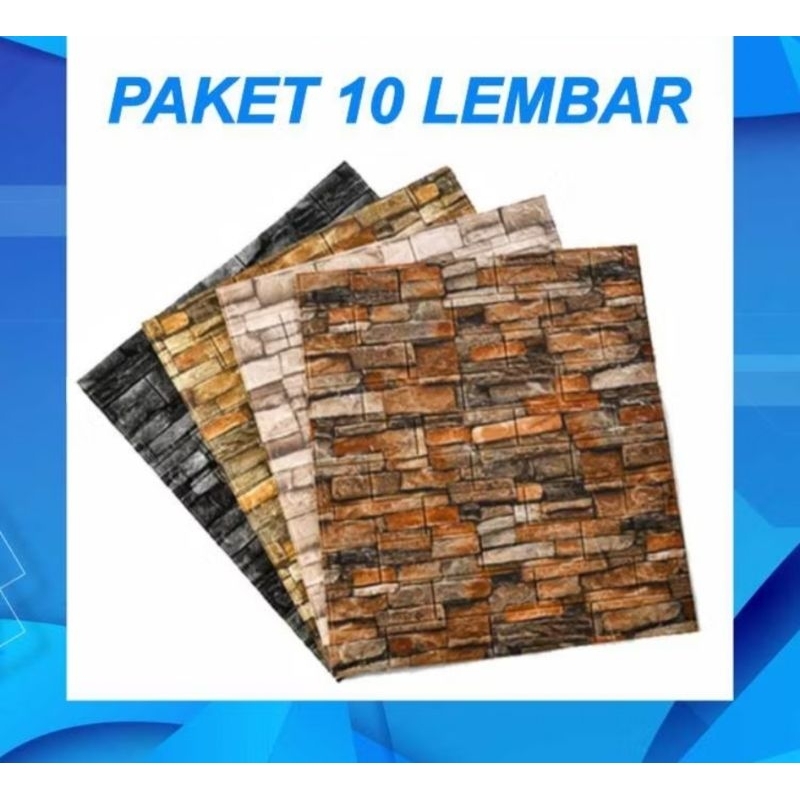 Jual PAKET 10 LEMBAR Wallpaper Dinding Foam 3D Motif Batu Alam Sticker ...