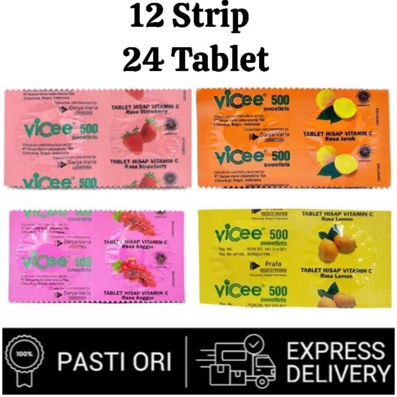 Jual Vicee 500mg 24 Tablet [ 12 Strip ] Vitamin CTablet Hisab Orange ...
