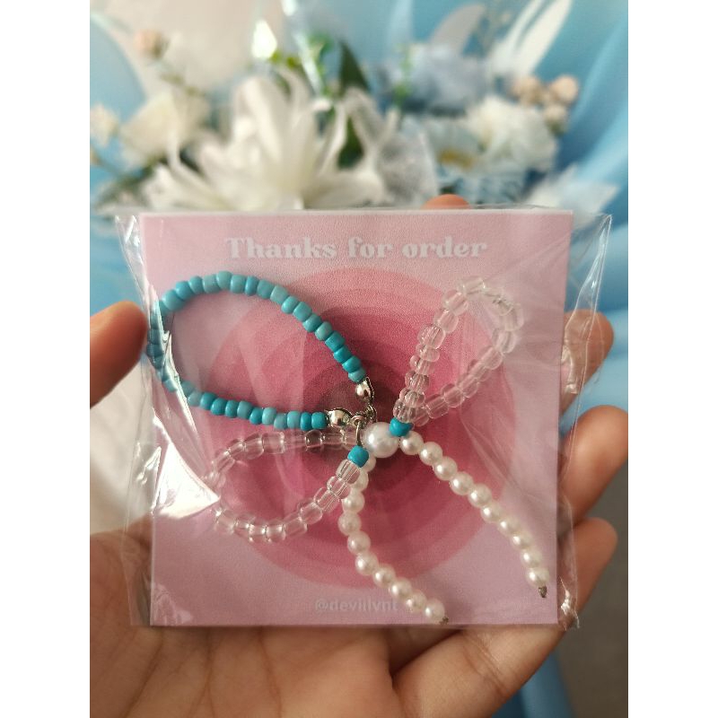 Jual Gantungan Kunci/Tas Pita Blue (Manik-Manik) | Shopee Indonesia