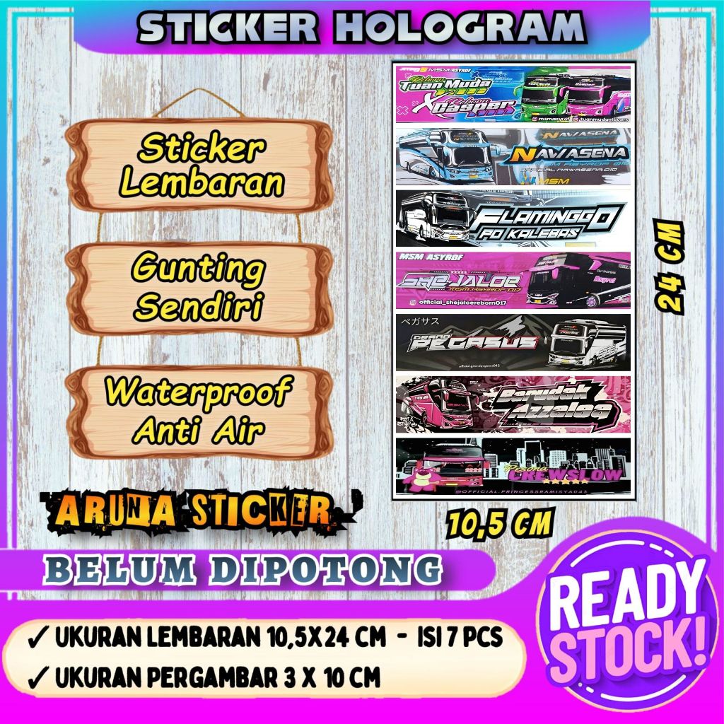 Jual STIKER BUS PANJANG Lembaran Isi 7 pc Stiker Bus Basuri Hologram ...