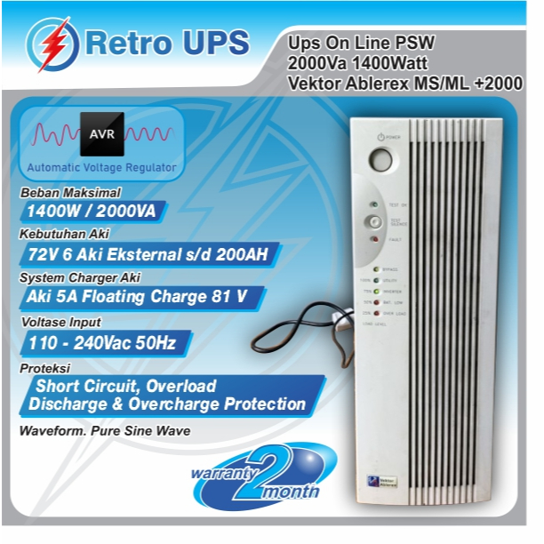 Jual Ups On Line PSW 2000Va 1400Watt Vektor Ablerex MSML +2000 | Shopee ...