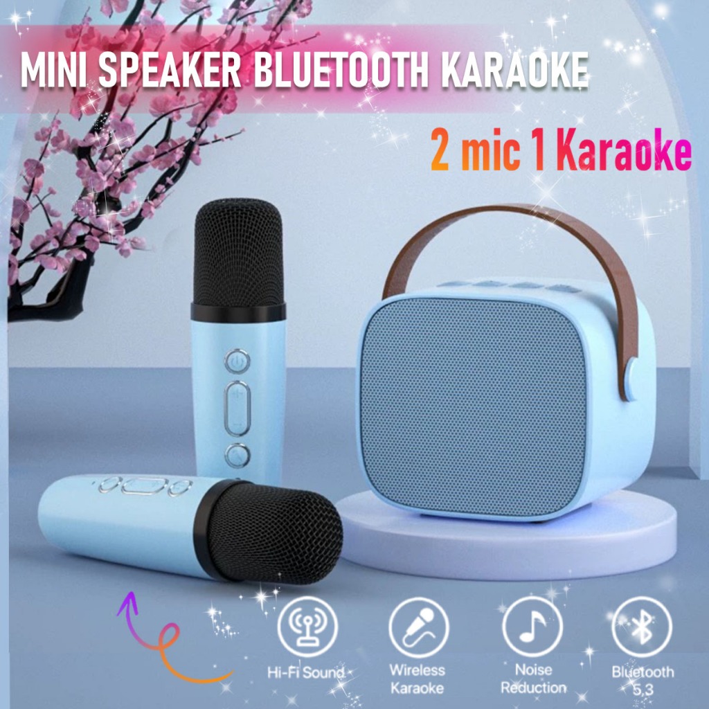 Jual [COD] Speaker Bluetooth Karaoke 2 Microphone Set Salon Bluetooth Speaker Karaoke Mini ...