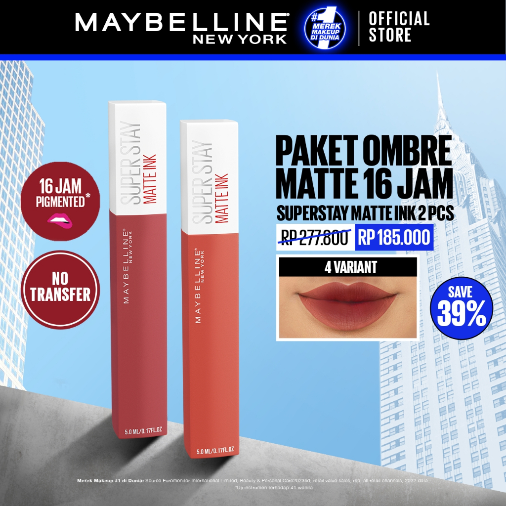 Jual MAYBELLINE OFFICIAL Paket Hemat Superstay Matte Ink 2 pcs Ombre Set Lipstick - Long Lasting ...