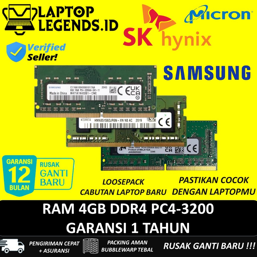Jual RAM LAPTOP DDR4 4GB 3200 TERMURAH | Shopee Indonesia