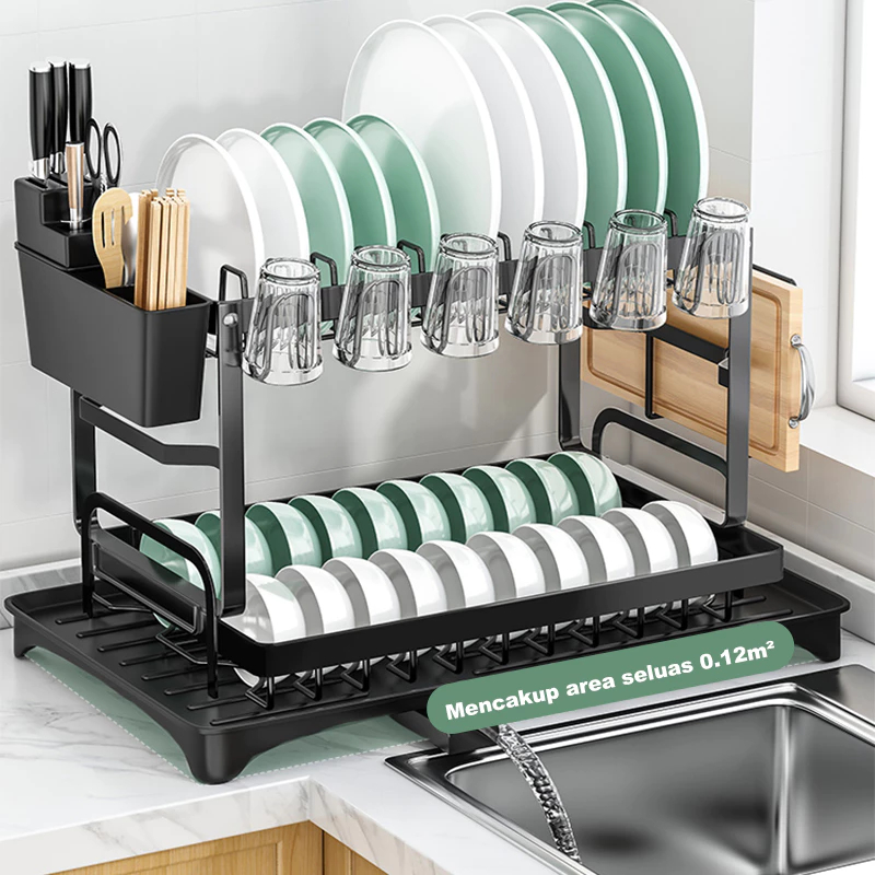 Jual Rak Piring 2 Susun Tempat Piring Minimalis Rak Mangkuk Rak Cuci ...