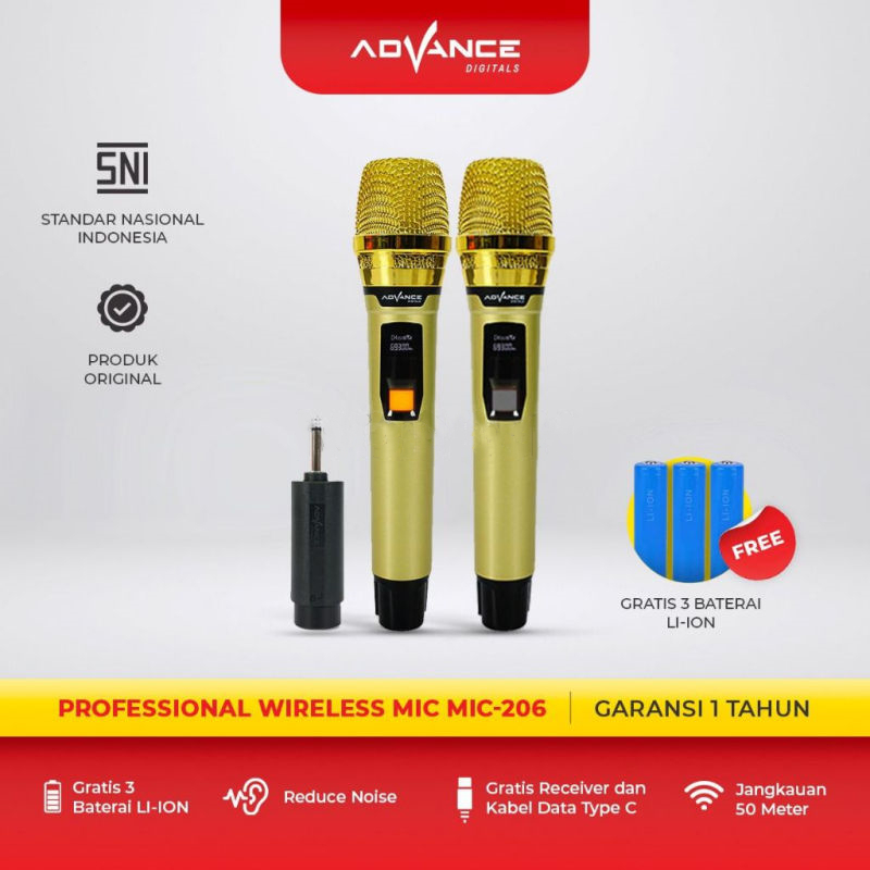 Jual 【COD】Advance MIC-206 Double Digital Mic Wireless Mikrofon ...