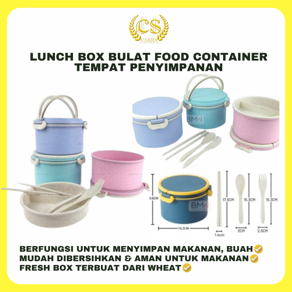 Jual CS Lunch Box Bulat Food Container Tempat Penyimpanan Makanan ...
