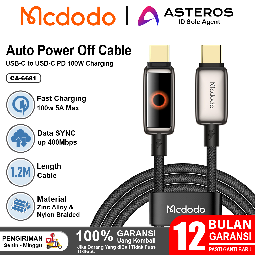Jual MCDODO Premium Kabel Data C to C Auto Power Off With LED Fast ...