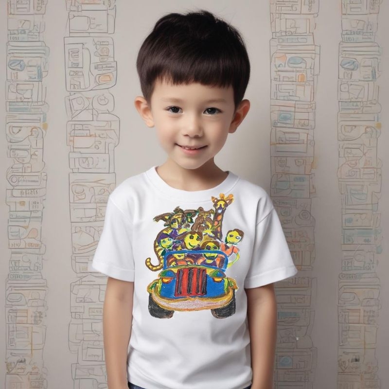 Jual Kaos Anak Lukis size L Kids 3-4 tahun p:45 L:34 Cotton Combed ...