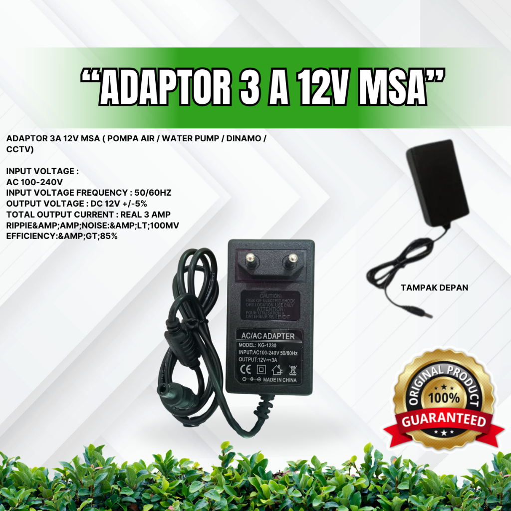 Jual ADAPTOR 3A 12V MSA ( POMPA AIR / WATER PUMP / DINAMO / CCTV ...