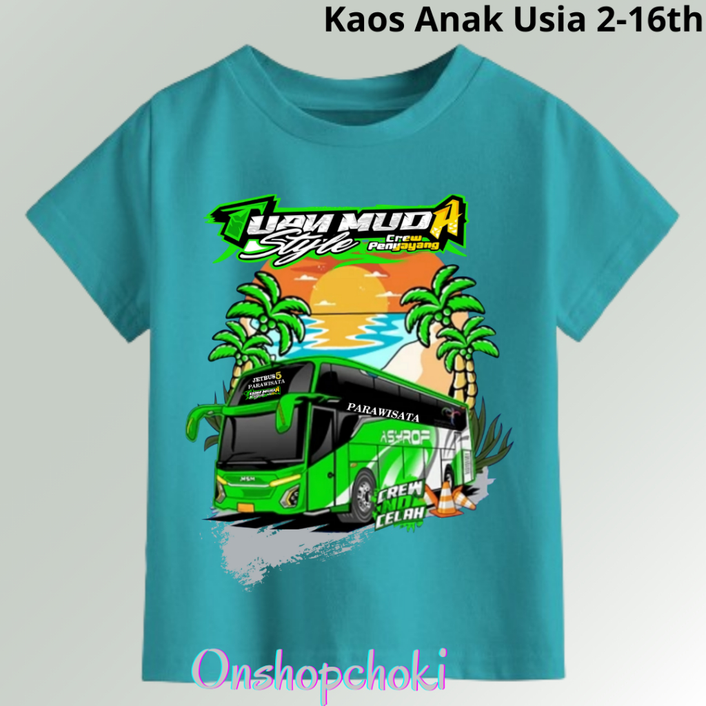 Jual Kaos anak Laki Laki Unisex ideal gambar Bus Tuan Muda Usia 2-16 th bahan halus premium ...