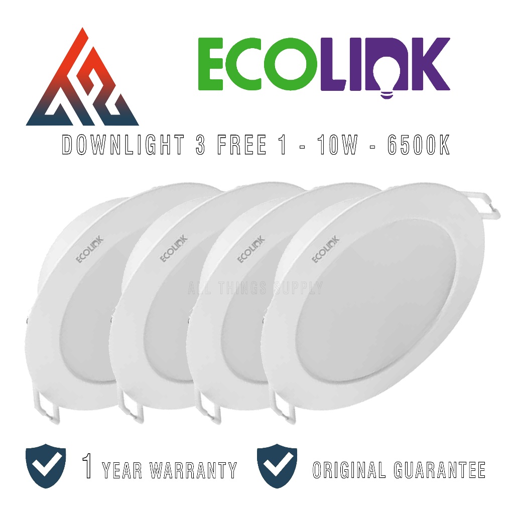 Jual Lampu Ecolink 3 Free 1 Downlight LED Multipack 10 Watt Putih Bulat ...