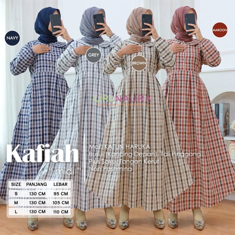 Jual Gamis Midi Katun Haruka Kotak Kotak Akiala Midi#2 // Kafiah Midi ...
