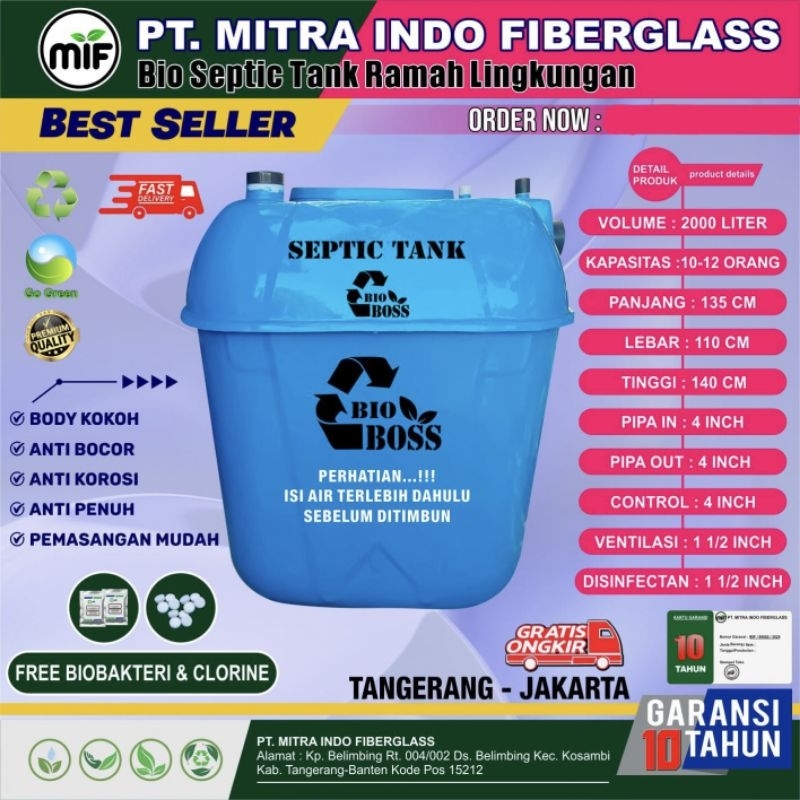 Jual septic tank 2000 Liter.Biotech,Biofil,Biotank,Biofilter,Bioboss ...