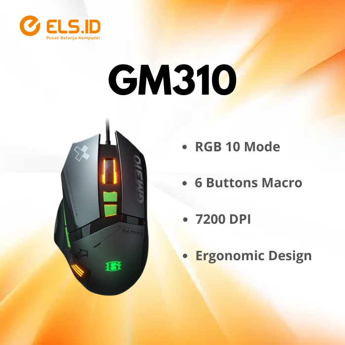 Jual Gamen GM310 Mouse Gaming RGB Mode 6 Macro Buttons | Shopee Indonesia