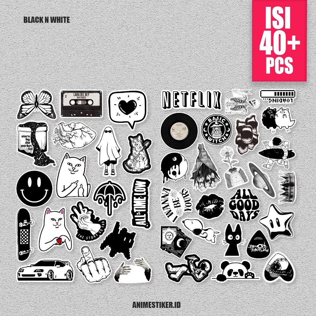 Jual stiker sticker pack BLACK N WHITE stiker estetik stiker pack ...