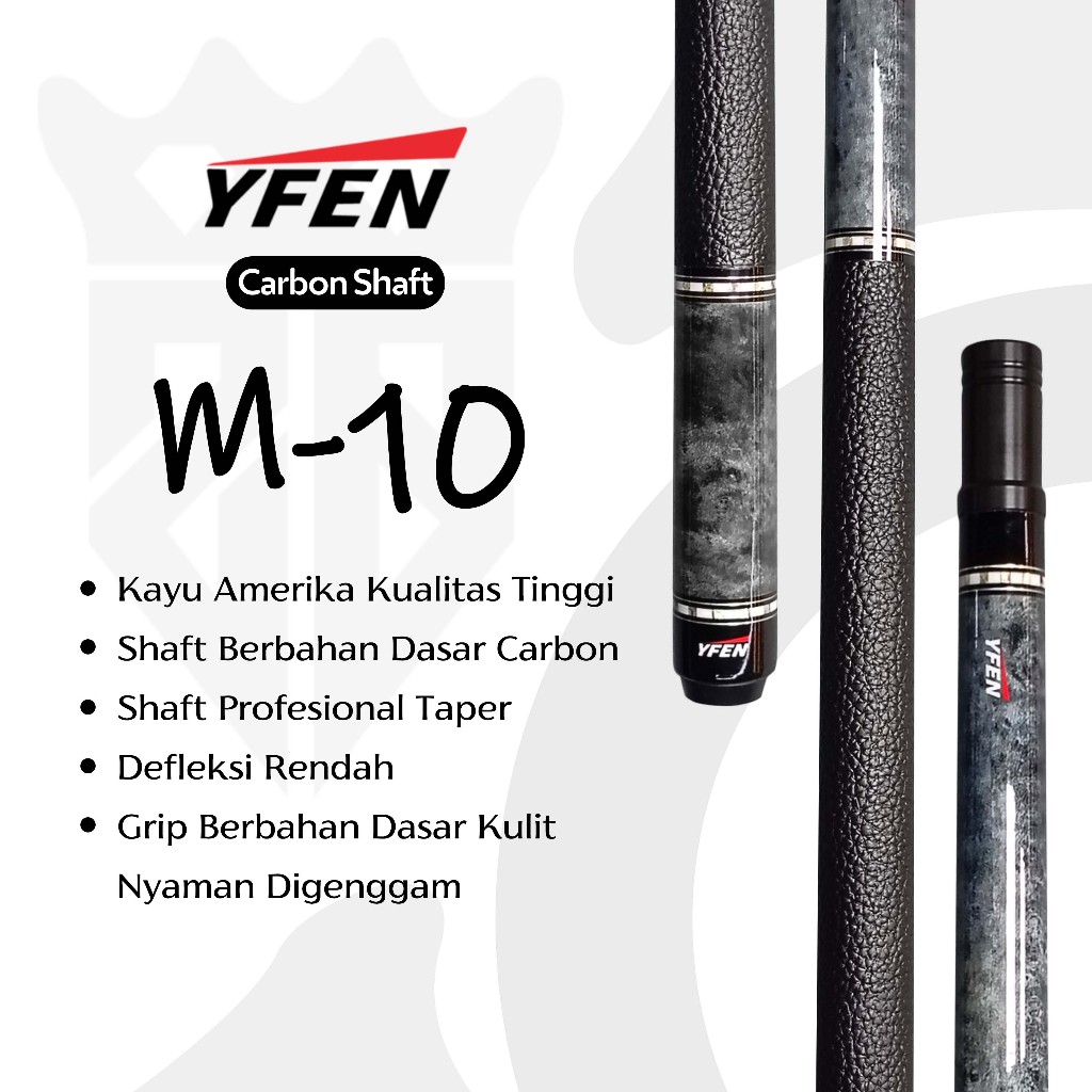 Jual YFEN M10 Leather Wrap Carbon Fiber Play Cue Stick - Paket Lengkap ...