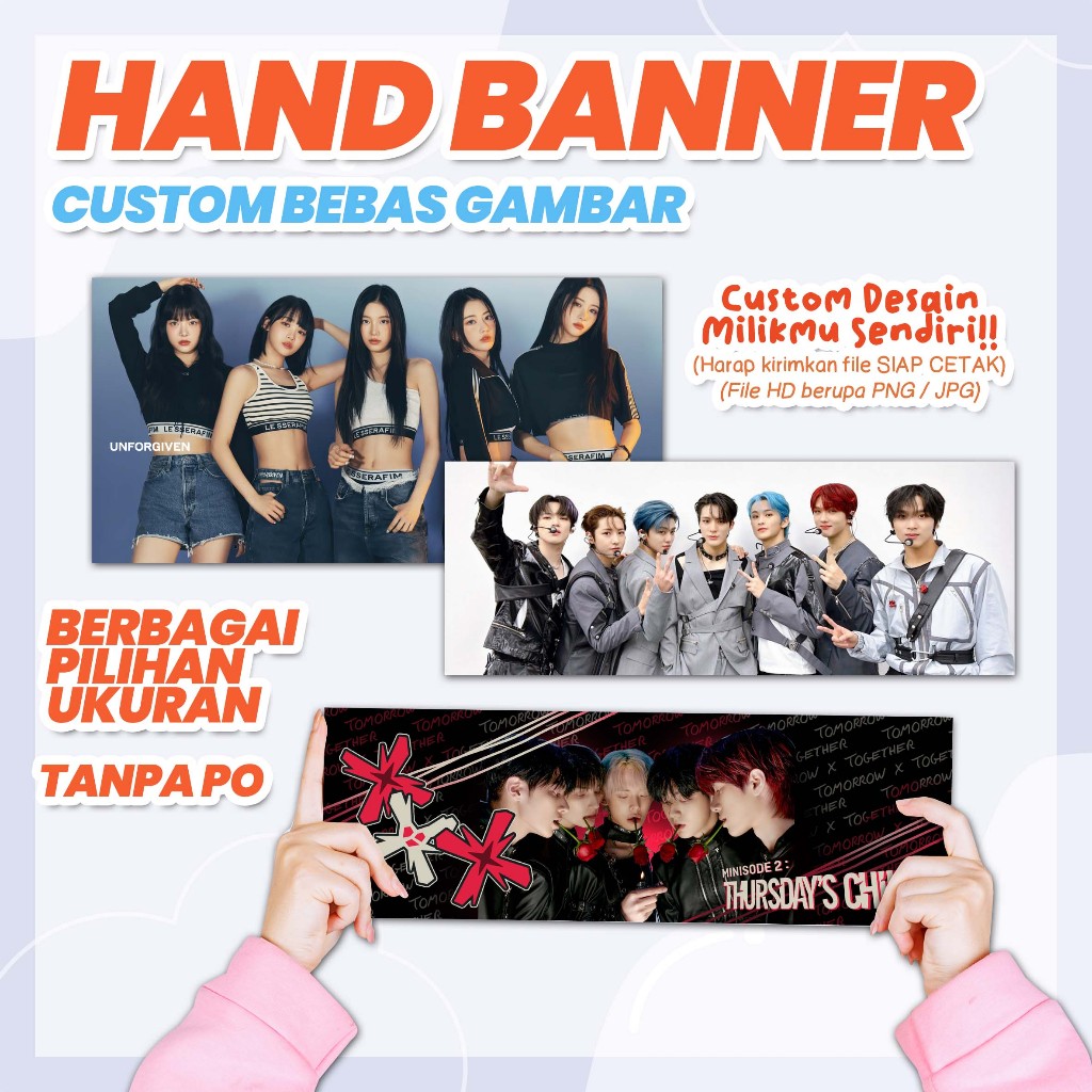Jual CETAK Handbanner Hand Banner Slogan Freebies K-Pop BEBAS GAMBAR ...