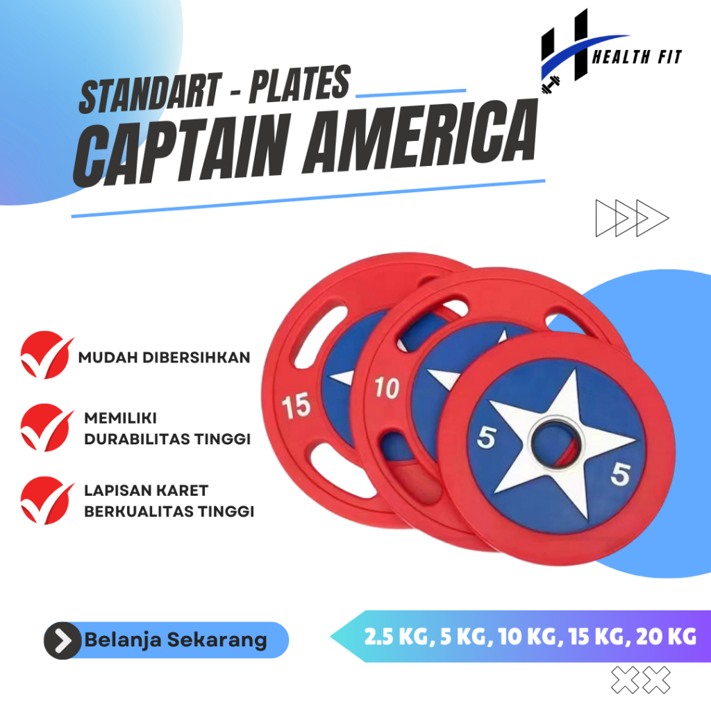 Jual HEALTHFIT Olympic Standard Weight Plate Barbell Plat Beban Captain ...