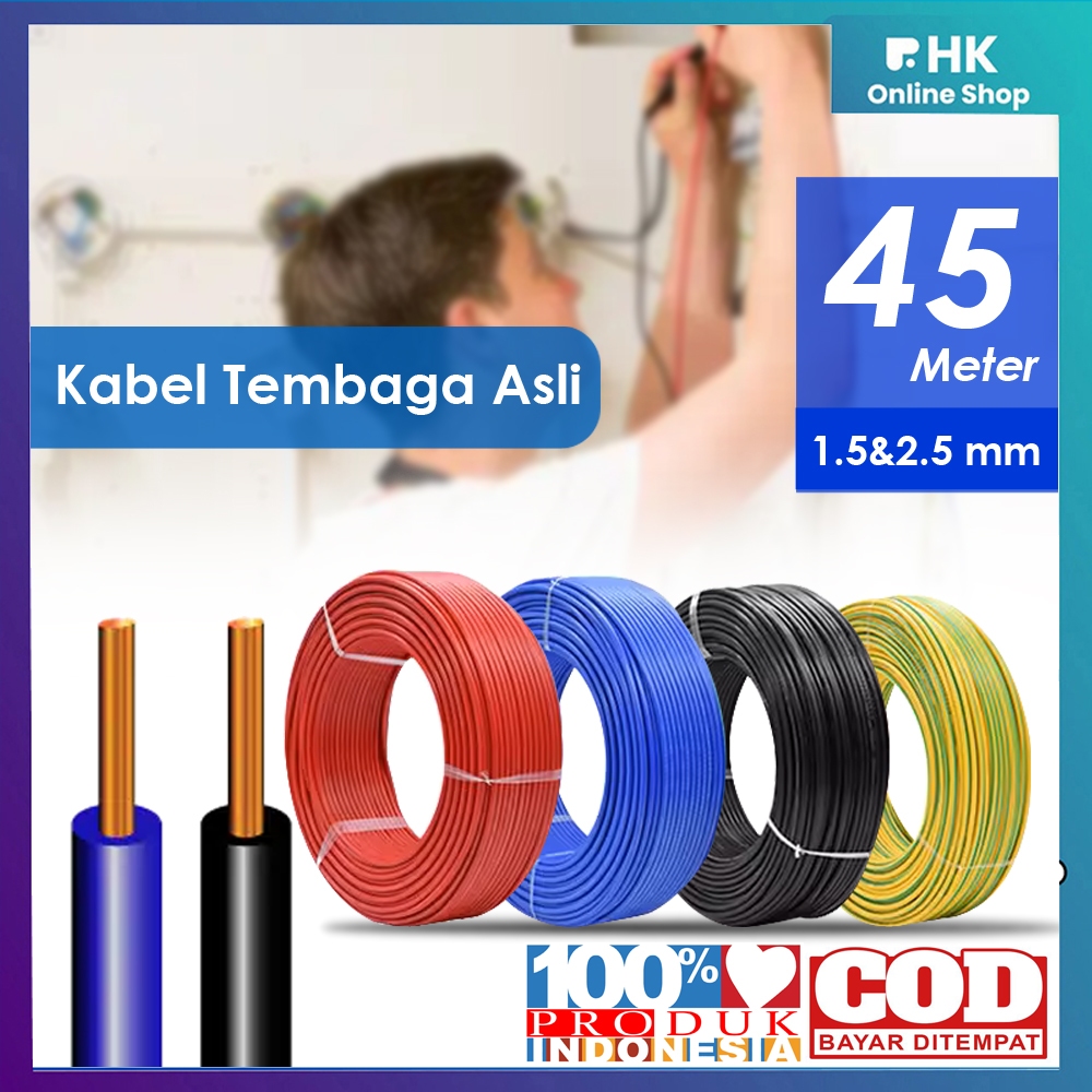 Jual Kabel Listrik NYA 1 x 1.5/1x2.5 Kabel Tembaga Murni 50 Yard Full | Shopee Indonesia
