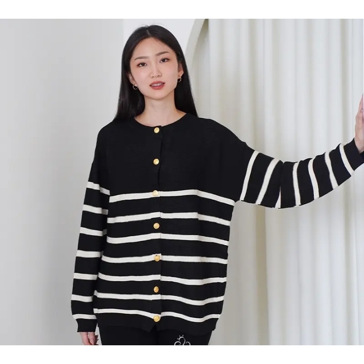 Jual CARDIGAN STRIPE OVERSIZE OUTHER SWEATER RAJUT WANITA KNITWEAR ...