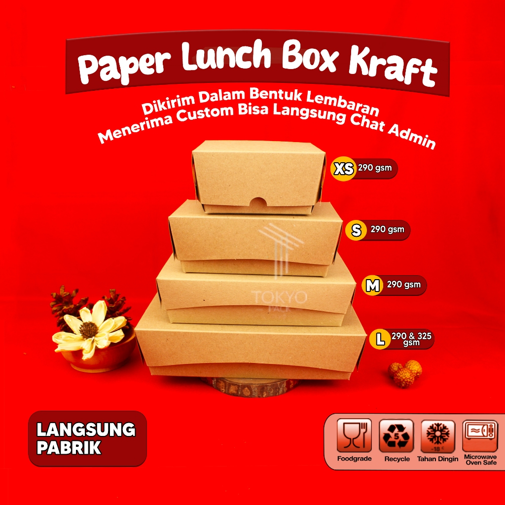 Jual PAPER LUNCH BOX BAHAN KRAFT/LUNCH BOX PAPER COKLAT SIZE M , L , S , XS | Shopee Indonesia