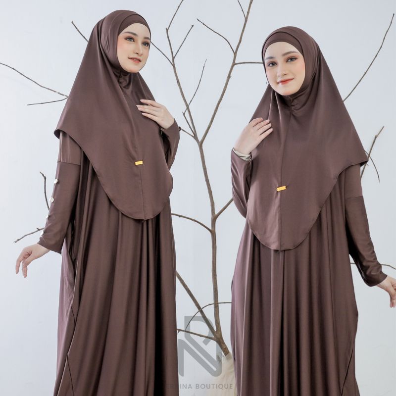 Jual Gamis Abaya Set Hijab Batwing Wanita Muslimah Syari Umroh Busui Friendly FREE Inner - Mecca ...