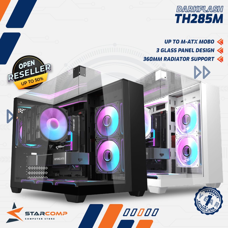 Jual DarkFlash TH285M M-ATX Tampered Glass Gaming Casing | Shopee Indonesia