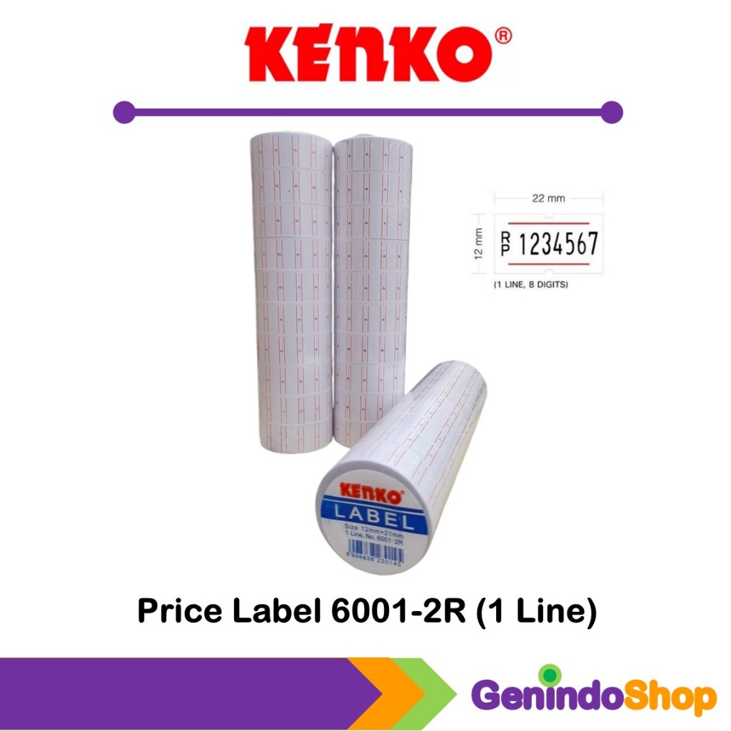 Jual Label Harga 1 Line 8 Digit / Price Label MX-5500 Kenko 6001-2R (1 ...