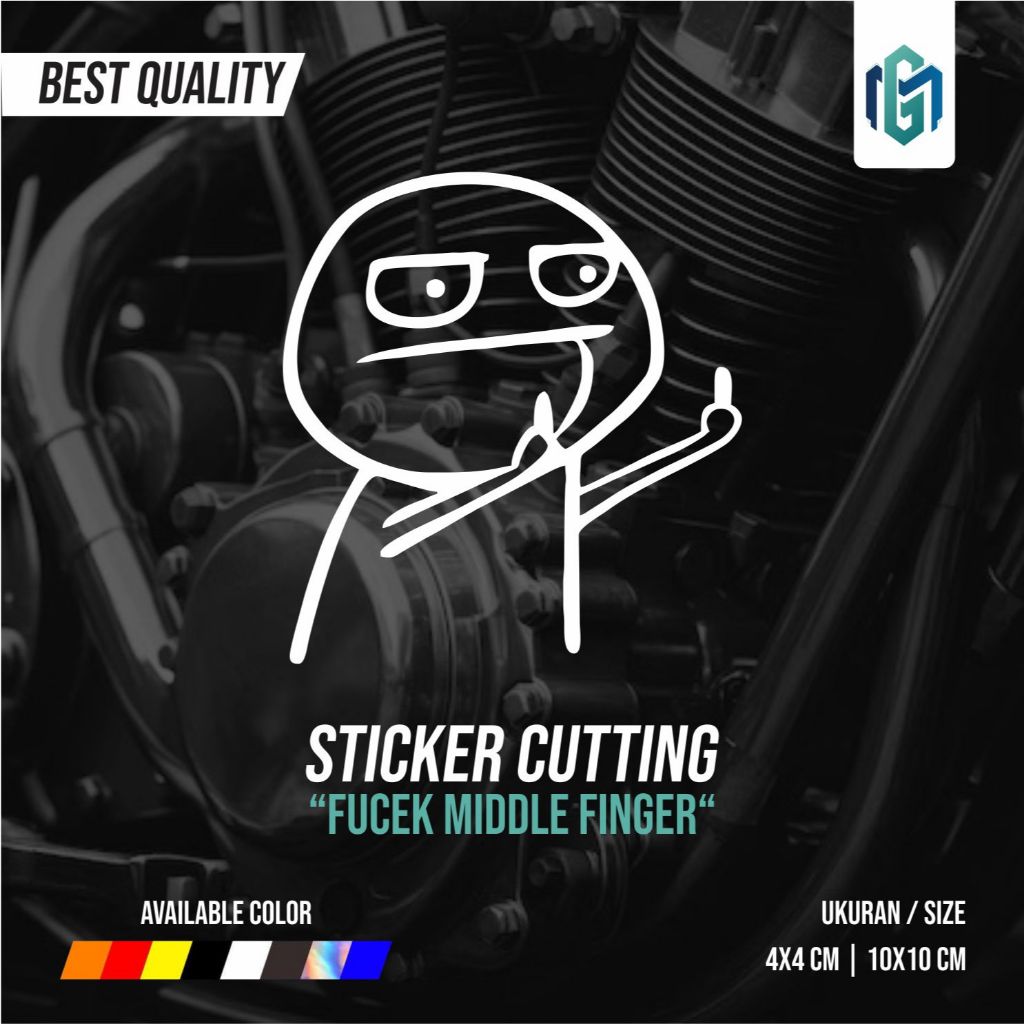Jual Sticker Cutting Fucek Middle Finger Meme | Variasi Stiker Viral ...