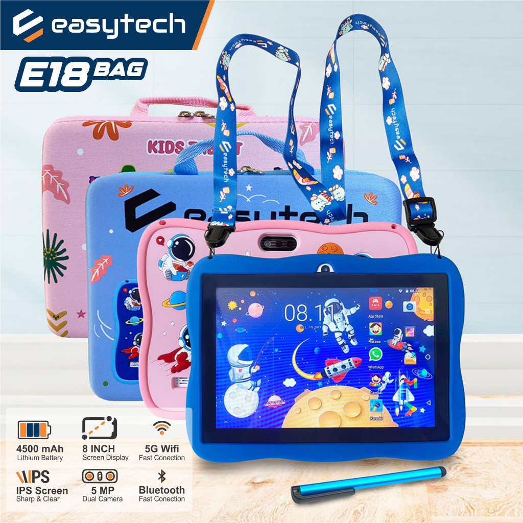Jual Tablet Anak Android Easytech E-18 Dengan Kemasan Tas Layar Sentuh IPS 8 Inch WiFi Only ...