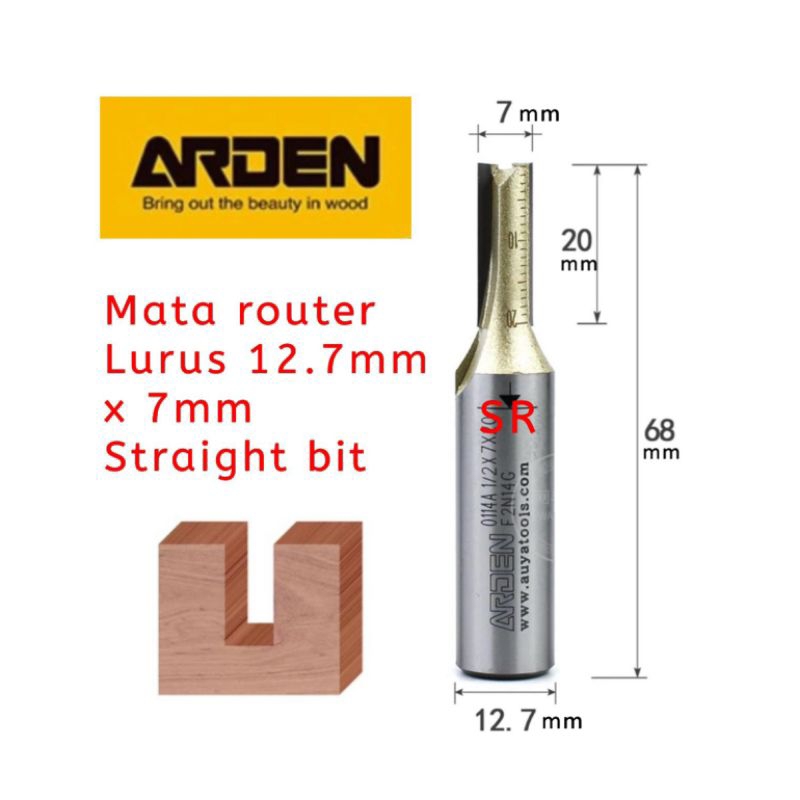 Jual Mata Router/ Profil Lurus 7mm × 20mm As 1/2 Straight Bits Merk ...