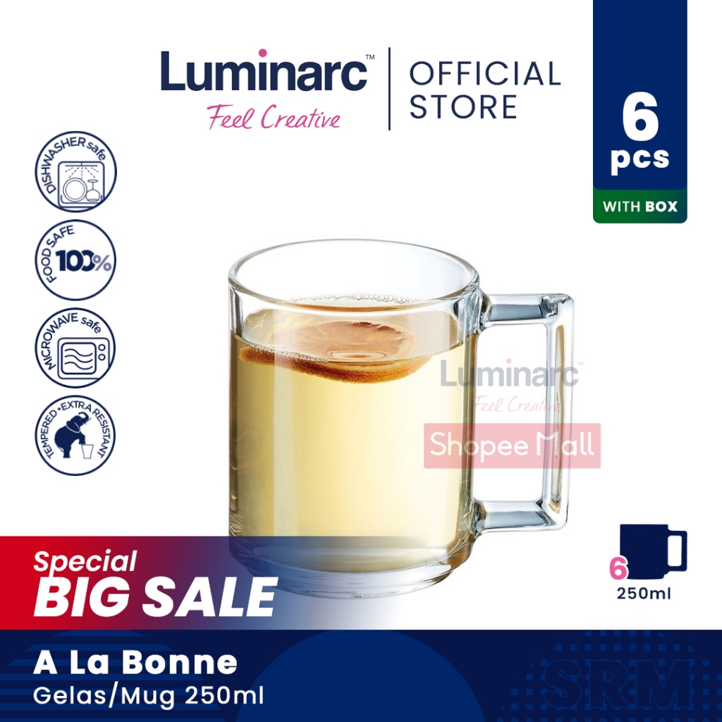 Jual LUMINARC Gelas/Mug A La Bonne 250ml - 6pcs | Shopee Indonesia