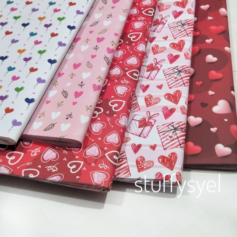 Jual Kertas Motif HATI Kertas Kado Sansan Wawa Love Paper Wrap | Shopee ...