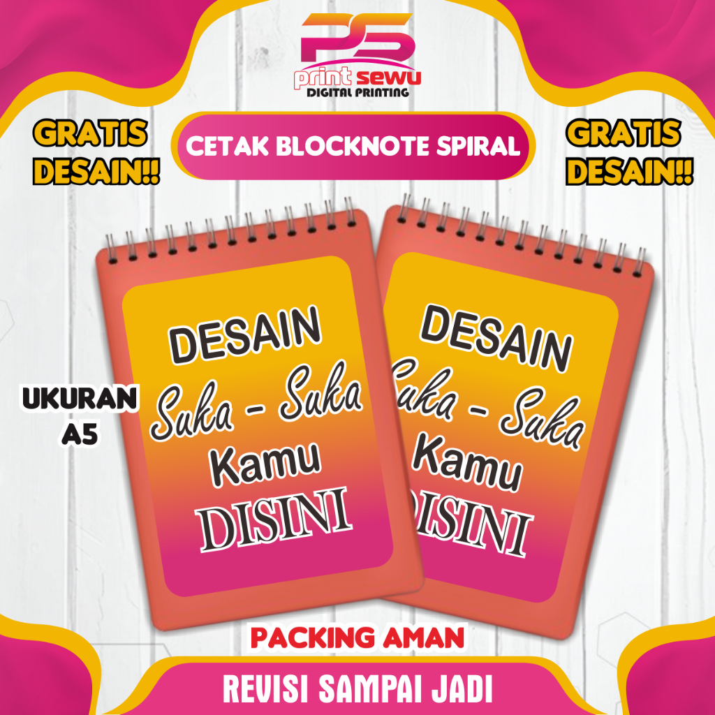 Jual CETAK BLOCKNOTE SPIRAL CUSTOM A5 /NOTEBOOK A5 SPIRAL ISI 30,50 ...