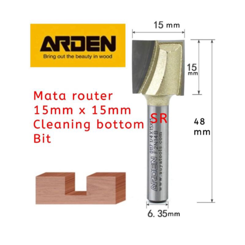 Jual Mata Router/ Profil 15mm × 15mm As 1/4 Cleaning Bottom Bits Merk ...