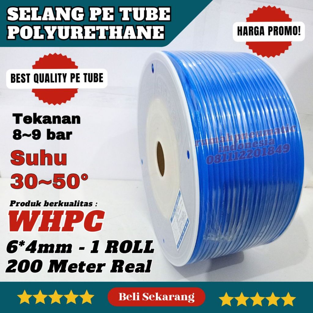 Jual 1 ROLL SELANG PE TUBE SELANG ANGIN UKURAN 6x4mm - 4x6mm Tekanan 9 ...